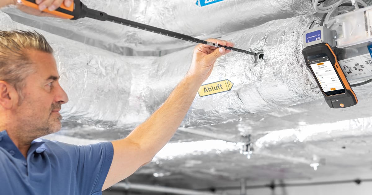 Measuring volume flow with testo 400