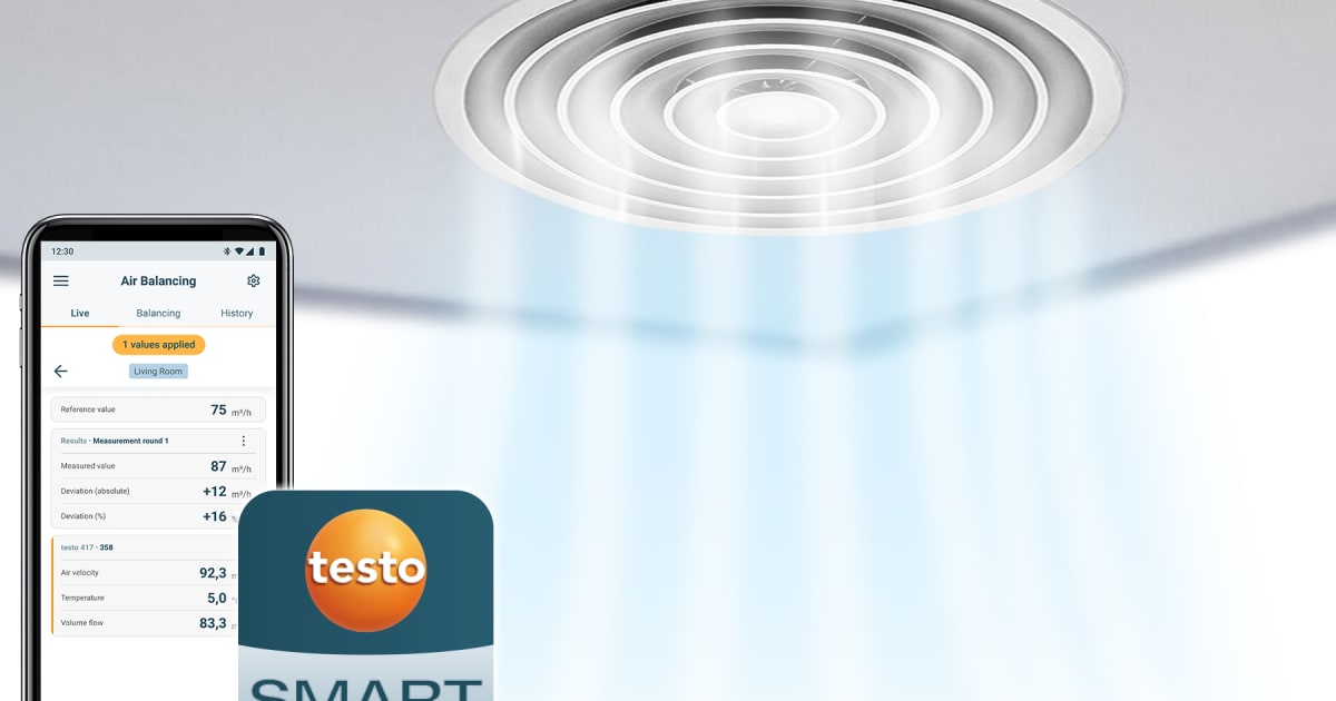 testo Smart App: PRO measuring program Air balancing
