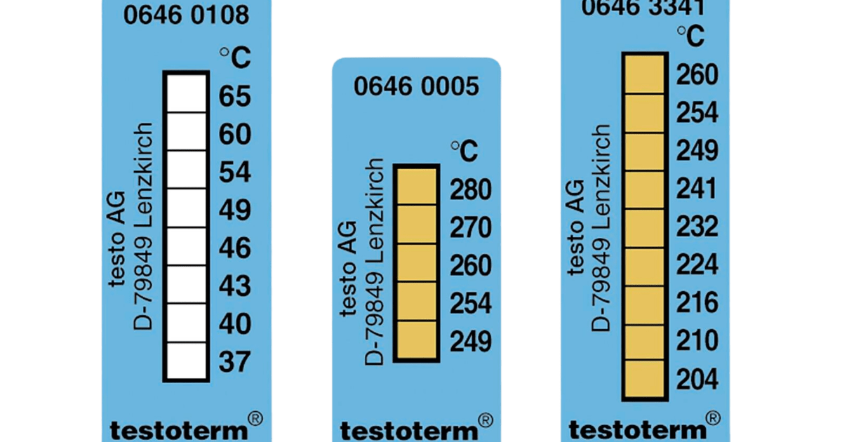 Temperature measuring strips with 14 temperature zones
