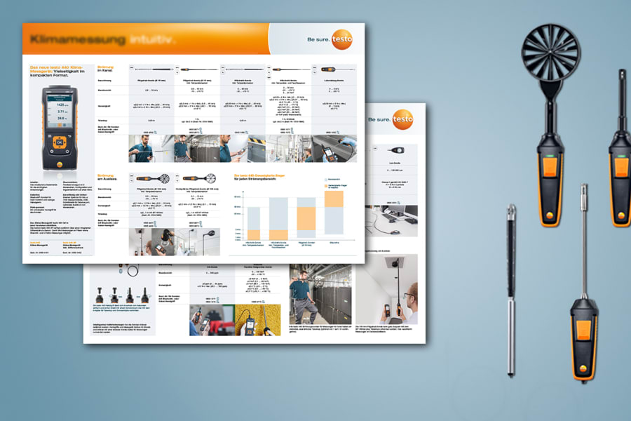 The new testo 440 air velocity & IAQ measuring instrument
