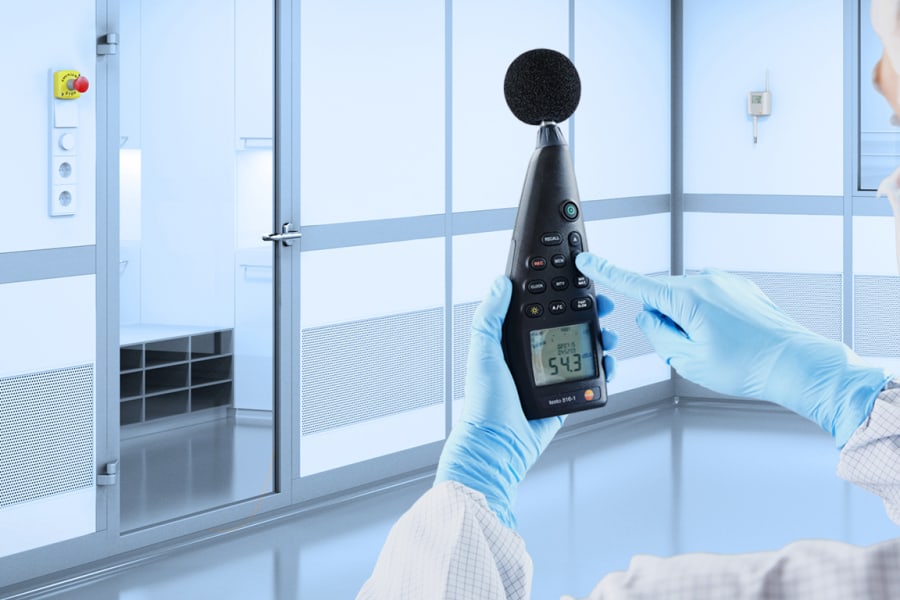 Measuring sound levels in a cleanroom