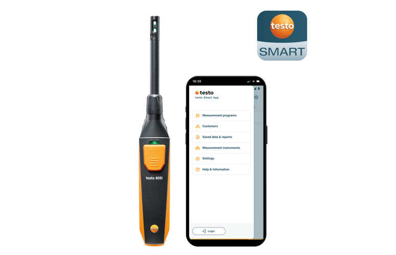 testo 605i thermohygrometer operated via smartphone
