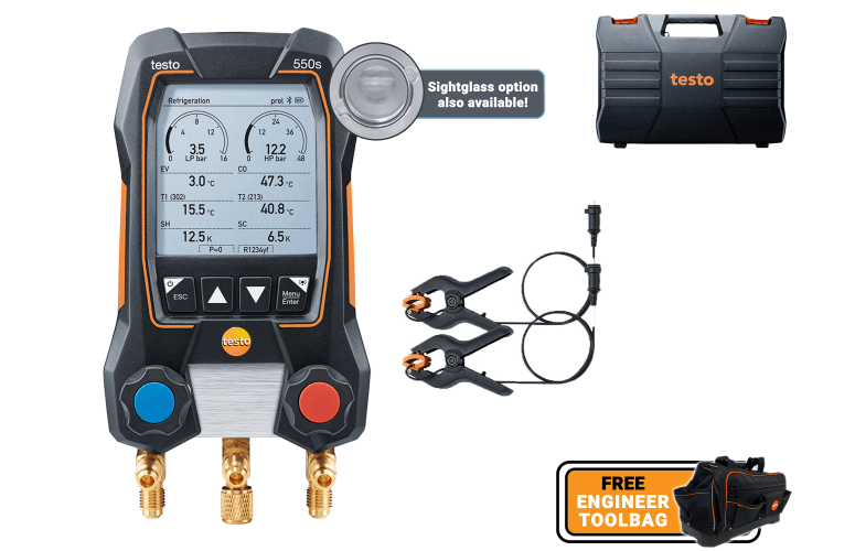 testo 550s Basic Kit – Smart digital manifold with fixed cable clamp ...