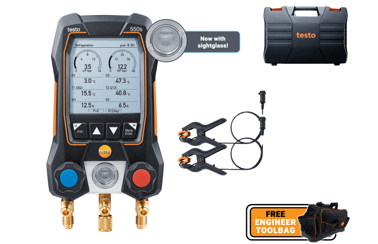 testo 550s Basic Kit – Smart digital manifold with fixed cable clamp ...